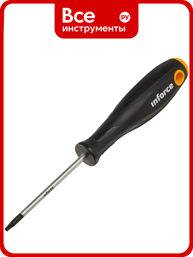 Отвертка TORX Inforce T10x80 с магнитным наконечником, рукоять из полиуретана, прямая форма, стержень из стали