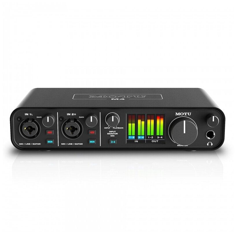 MOTU M4 USB аудио интерфейс 24бит/96кГц XLR микр. вход 1/4" TRS Jack инстр. вход 2x1/4" TRS Jack