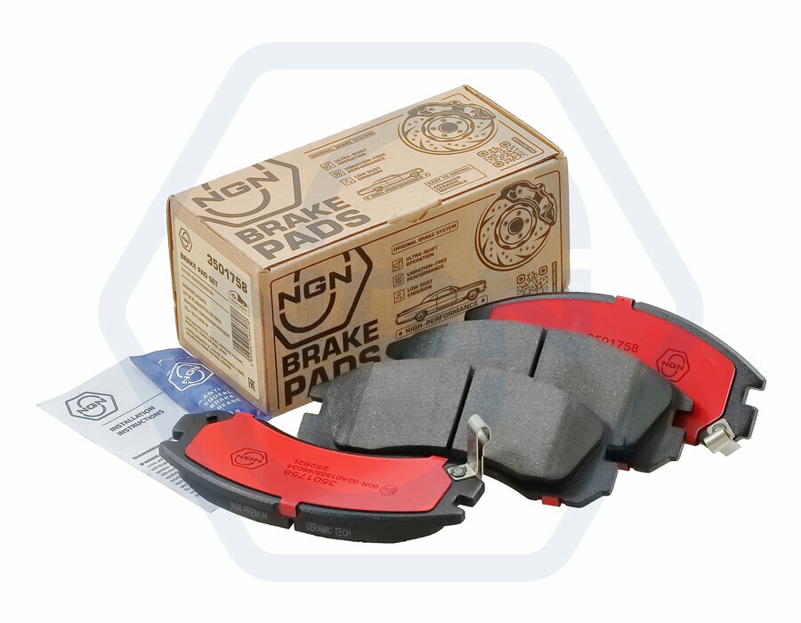 Колодки тормозные керамические, передние NGN 3501758 для CITROEN C-Crosser 07>, MITSUBISHI Galant 97-04/Outlander 03>/Pajero >00/Pajero Sport 98>, PEUGEO
