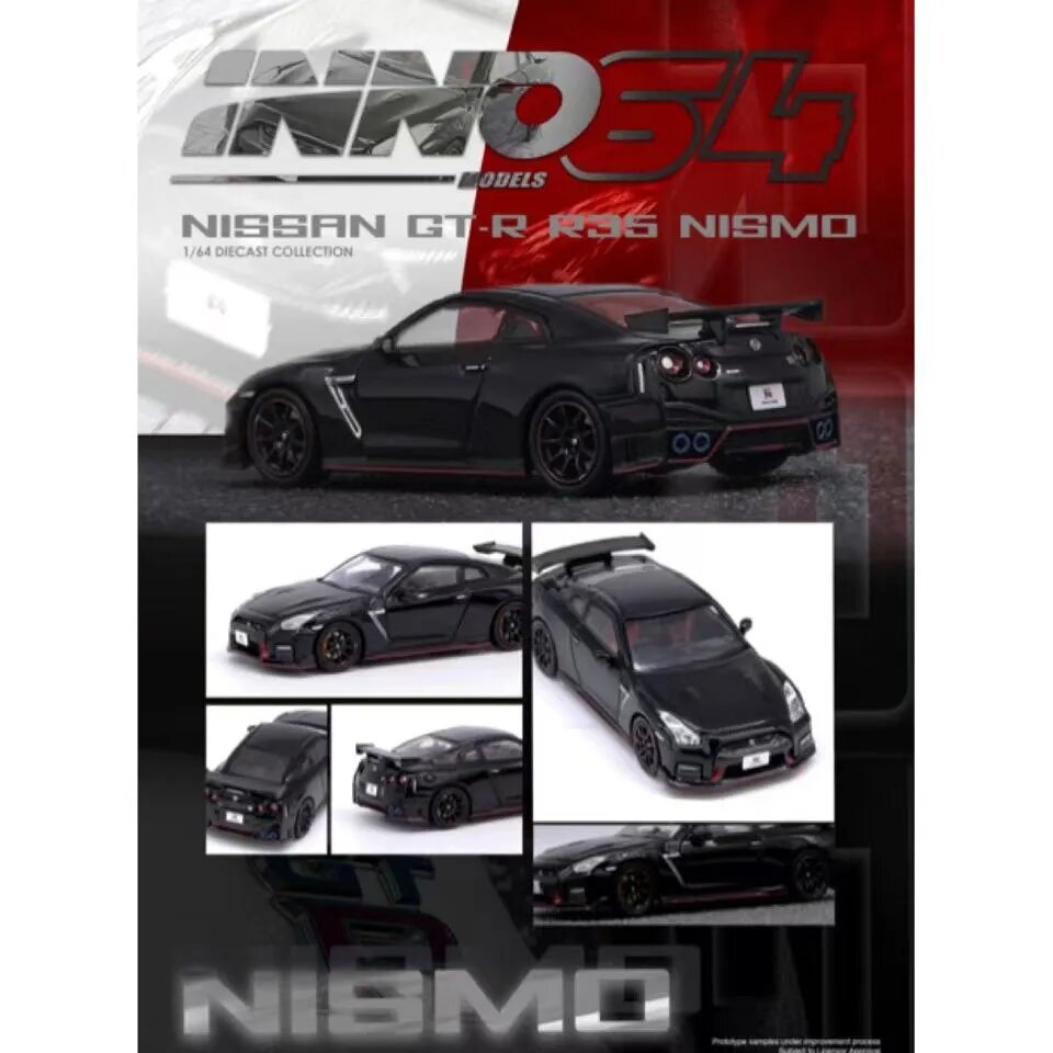 Машинка INNO 1:64 NISSAN GT-R R35 NISMO Black Die-cast Alloy Model Collection Toy Children Gifts