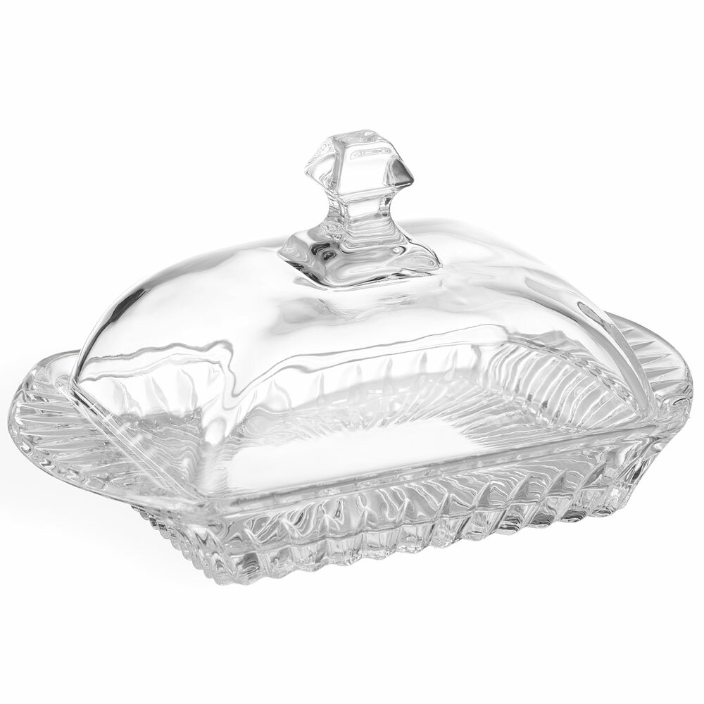 Масленка хрустальная "Muza crystal", 17,5х10,5х9см, основание с рельефным узором