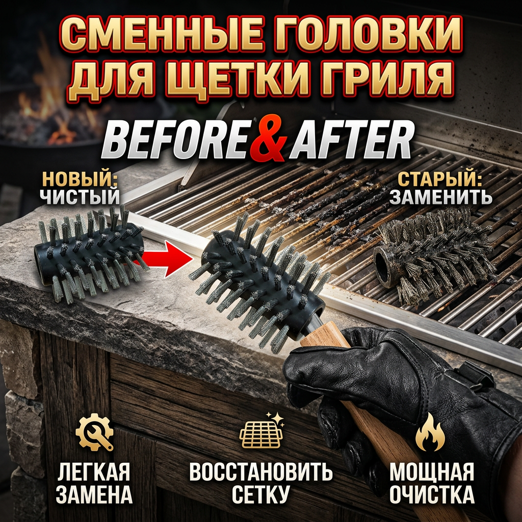 304нержавеющая сталь Электрическая щетка для гриля, автоматическая щетка для очистки решетки, со сменными насадками