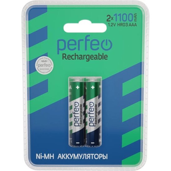 Аккумулятор Ni-MH Perfeo AAA1100mAh/2BL, тип AAA, 2шт, блистер