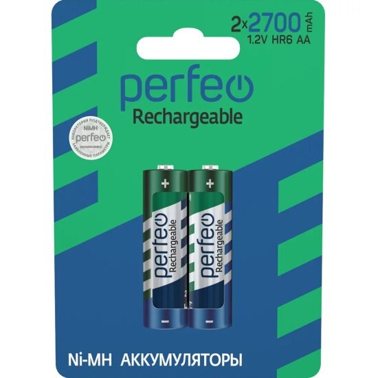 Аккумулятор Ni-MH Perfeo AA2700mAh/2BL, тип AA, 2шт, блистер