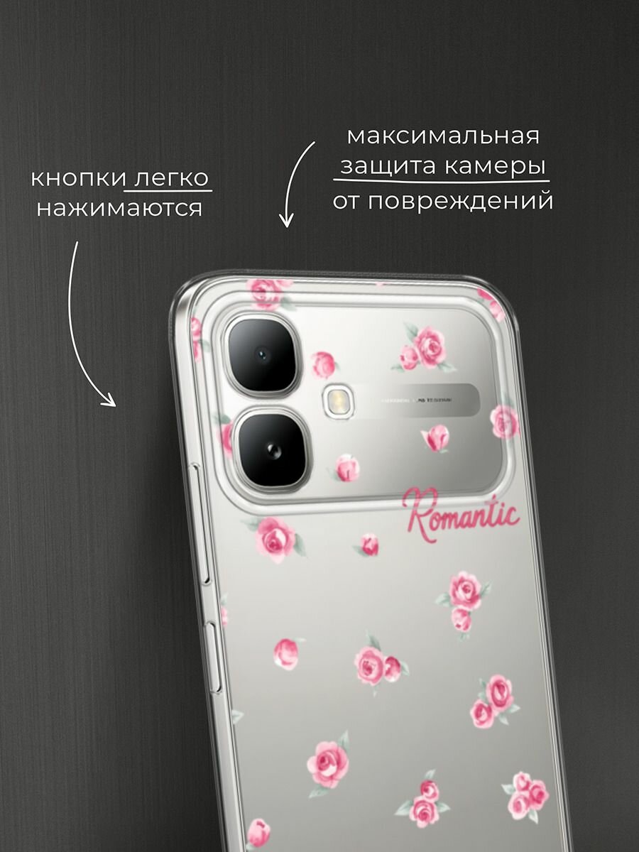 Чехол на Infinix Smart 20 / Инфиникс Смарт 20 с принтом Romantic 2, прозрачный — фото 1