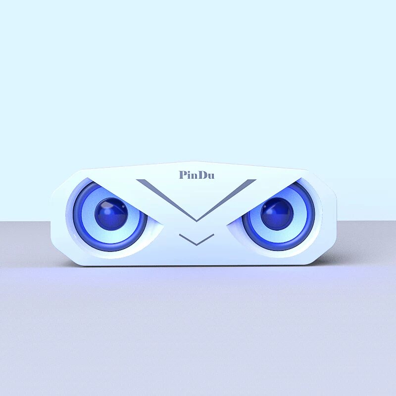 Беспроводной Bluetooth-колонка с RGB-подсветкой, мощным басом, компактный настольный дизайн для ПК и офиса, белый цвет
