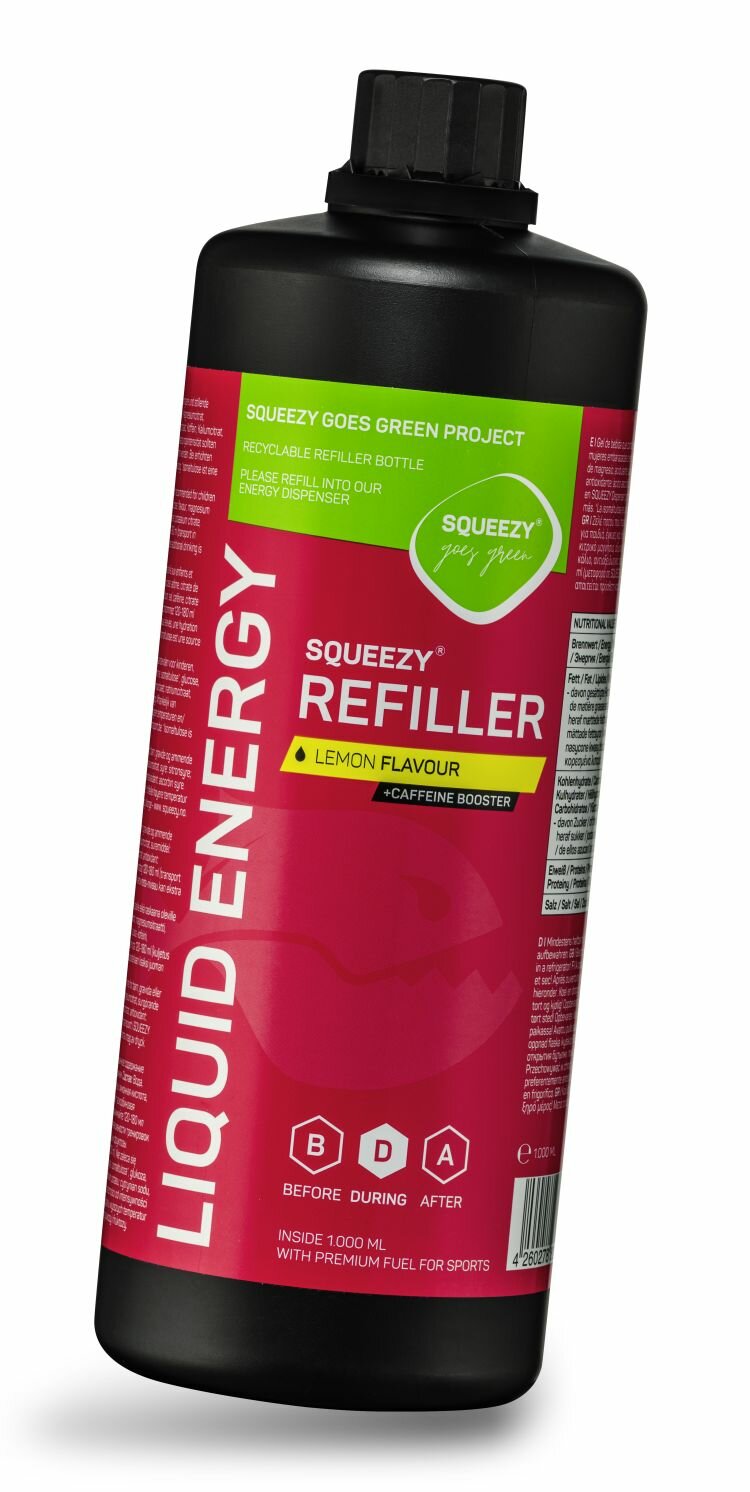 Гель питьевой с электролитами и кофеином SQUEEZY LIQUID ENERGY, 1000 мл, (Лимон),
