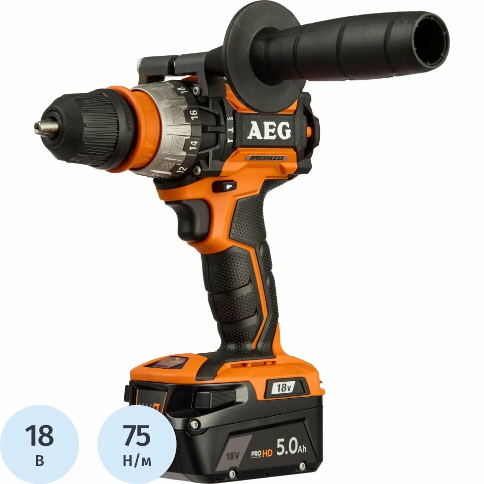 Дрель-шуруповерт бесщеточная аккумуляторная AEG BSB18CBLLI-502C 4935459396, 1988171
