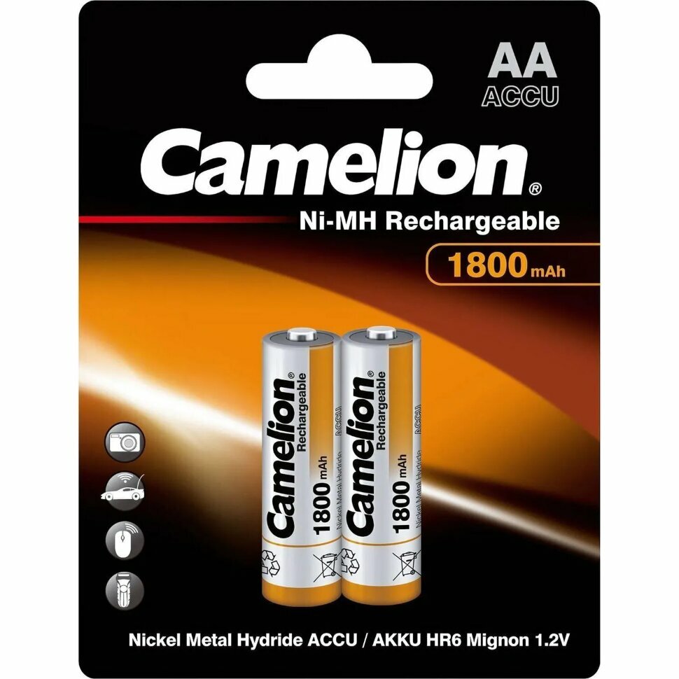 Аккумулятор Camelion AA-1800mAh 2шт/бл(NH-AA1800BP2,1.2В) (3001), 1840396
