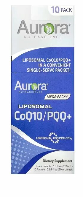 Aurora Nutrascience, Липосомальный коэнзим Q10 / PQQ +, 10 пакетиков по 20 мл