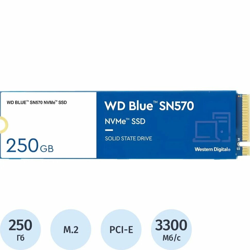 SSD накопитель WD BLUE SN570 250Gb M.2 NVMe(WDS250G3B0C), 2294660