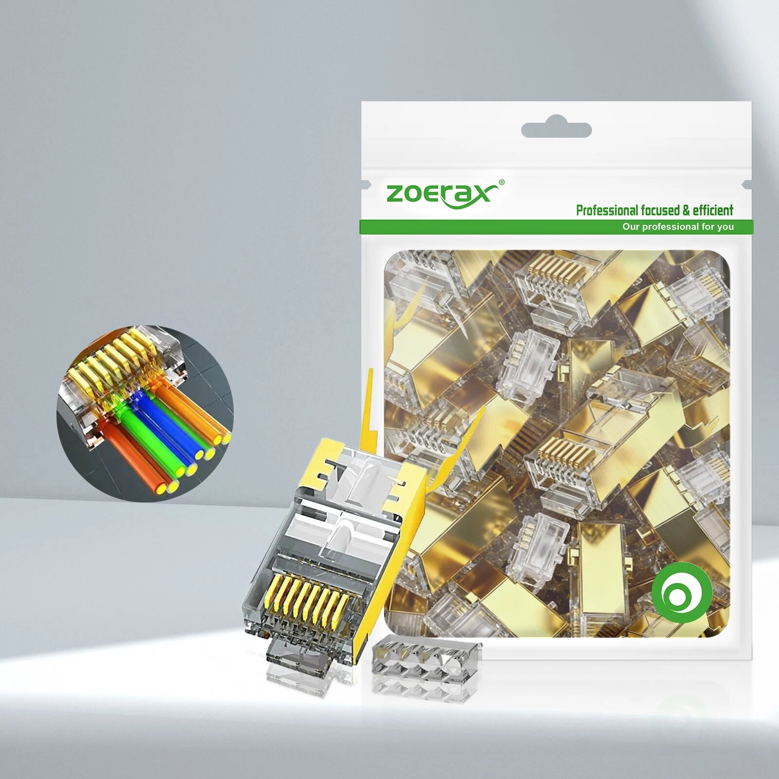 ZoeRax RJ45 разъем Cat7 желтый, 10 шт