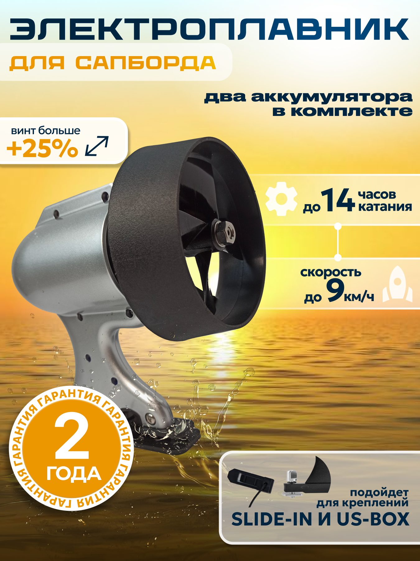 Мотор для сапборда электрический + 2 АКБ 936Wh