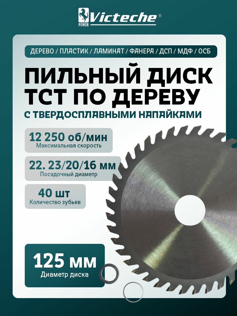 Диск пильный по дереву 125 для УШМ VICTECHE
