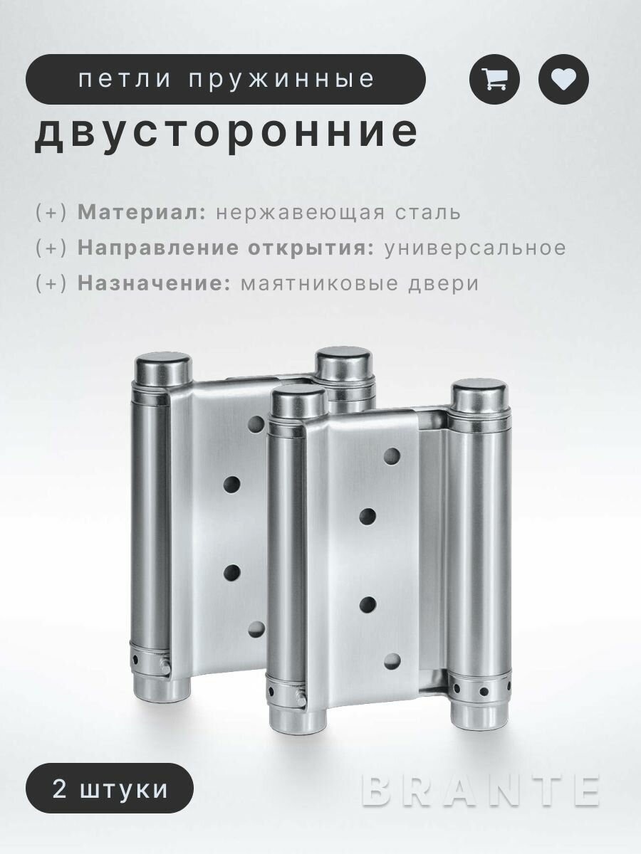 Петля пружинная двусторонняя 100 мм нержавеющая сталь 2штуки
