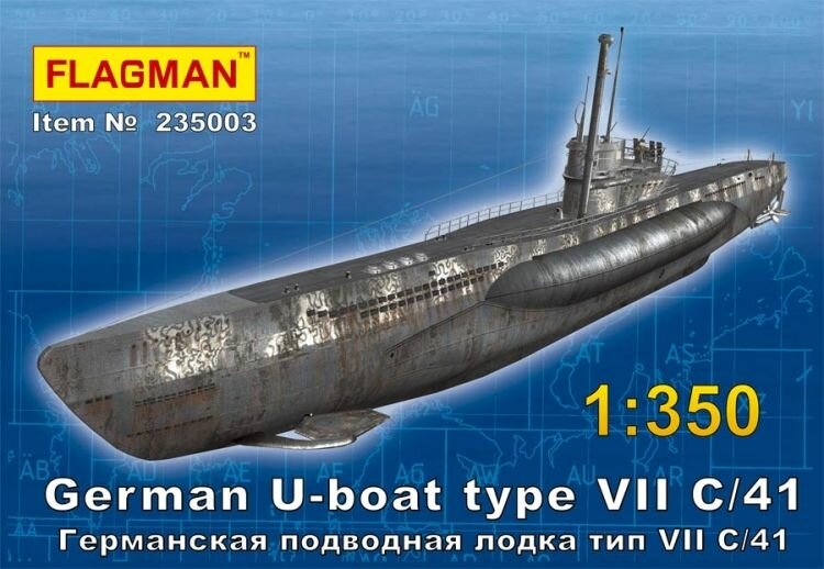 Сборная модель Германская подводная лодка U-boat VIIC/41 (1/350) Флагман 235003