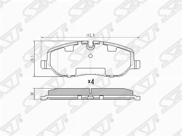 Колодки тормозные SAT ST-LR019618 спереди Land Rover Discovery 04-13 / Range Rover 02-12