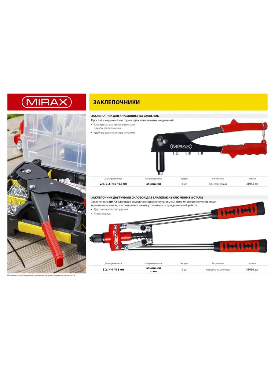 MIRAX 3.2 - 4.8 мм, 420 мм, двуручный заклепочник (3103