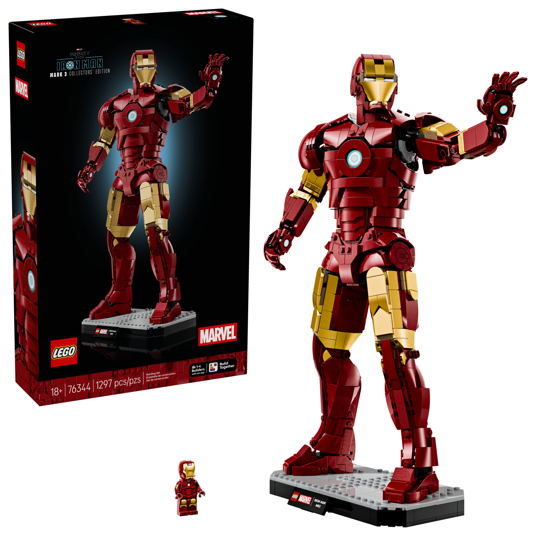 Конструктор LEGO Marvel Коллекционное издание железный человек Mark 3 76344, 1297 деталей, от 18 лет