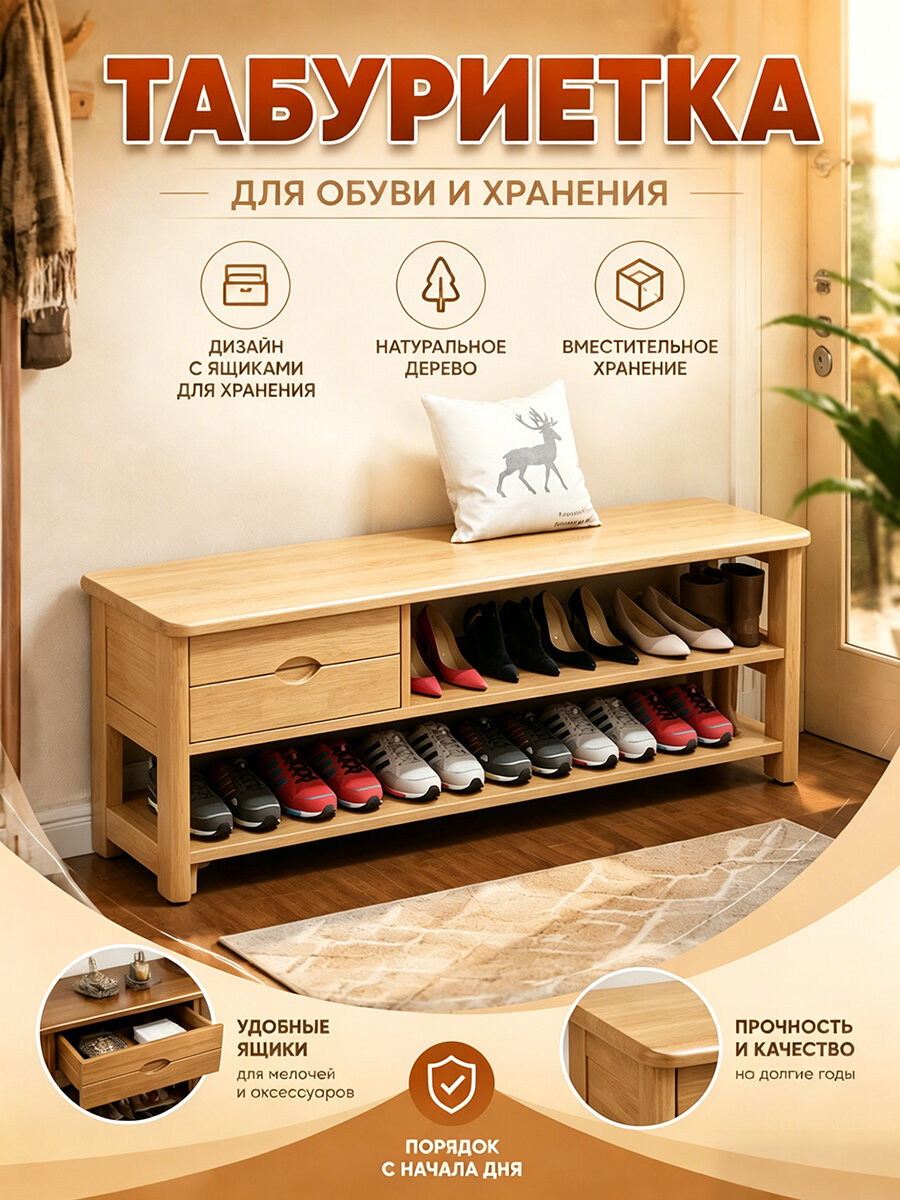 Подставка для обуви，Скамья для хранения обуви, подходящая для прихожей, коридора, спальни