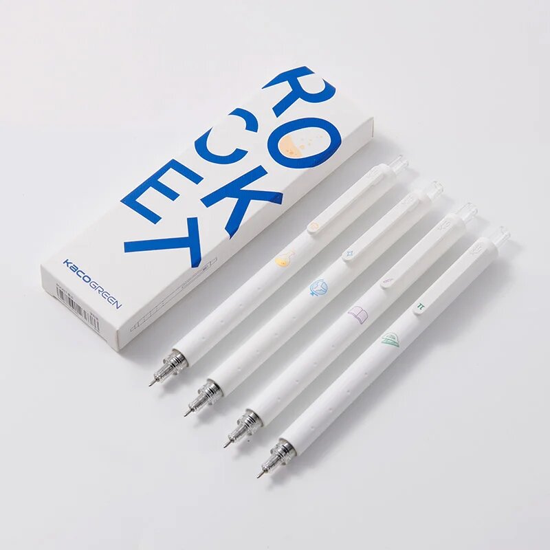 Гелевые ручки Kaco Science 0.5 мм, черные Белый, 4Pen Black Ink