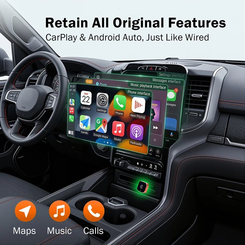 CarPlay/Android Auto адаптер, оранжевый — фото 1