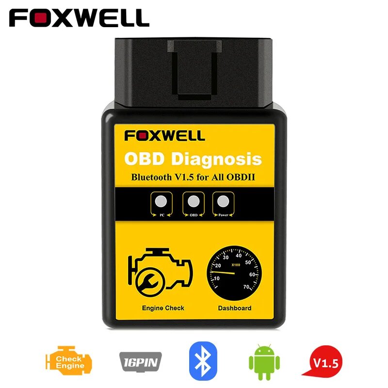 Диагностический сканер FOXWELL ELM327 OBD2 Bluetooth BT V1.5 для проверки двигателя автомобиля, приборной панели, считывания кодов OBD 2, инструмент для автосканирования