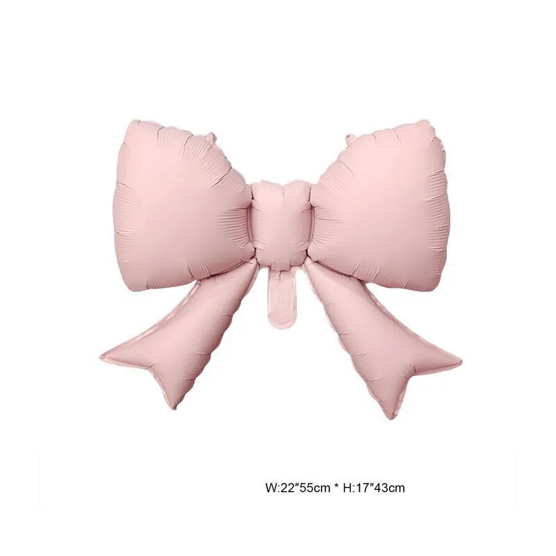 Матовый фольгированный шар-бант для дня рождения Розовый, S-Bow-Balloon 9