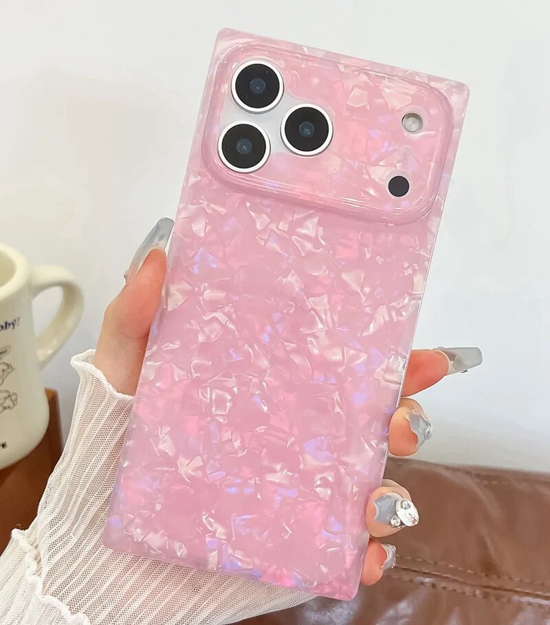 Роскошный цветной чехол с узором из перламутра для iPhone 11 12 13 Розовый, Pink, For iPhone 16Pro