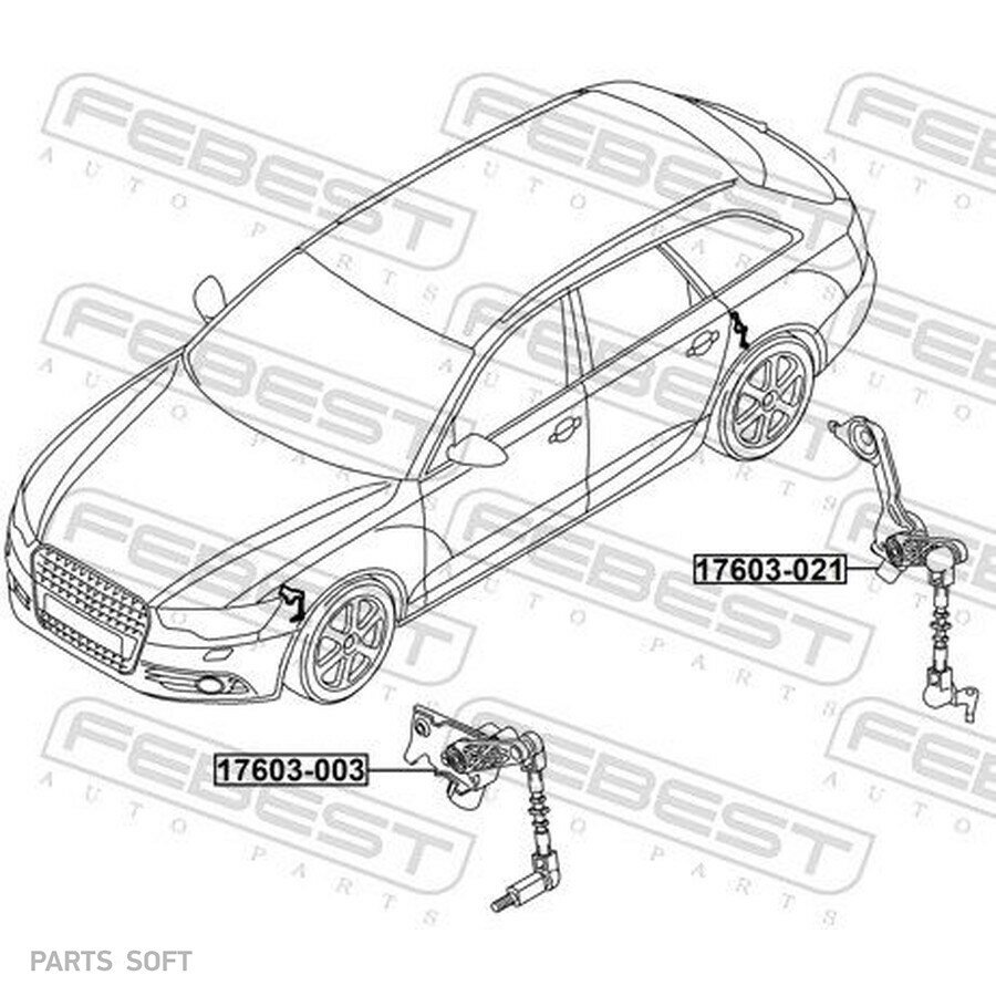 FEBEST 17603-021 датчик положения кузова задний (С тягой) 17603-021
