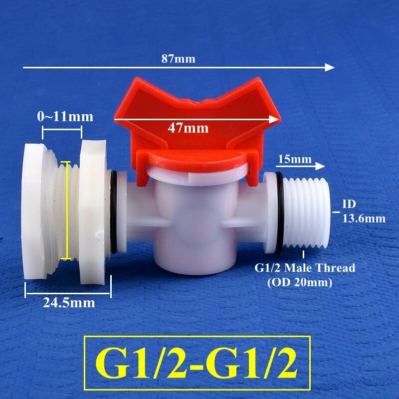 Шаровой кран G1/2-G1/2, 87мм, ID 13.6мм