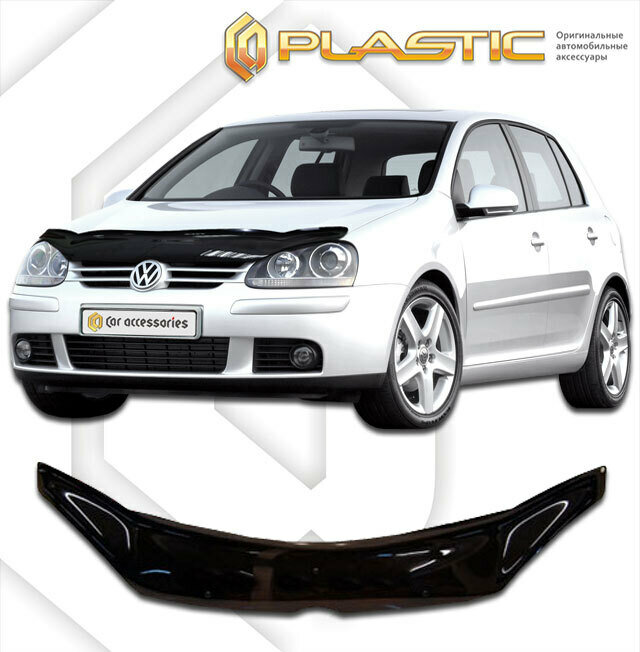 Дефлектор капота Volkswagen Golf V 2003-2008 Черный глянцевый СА Пластик
