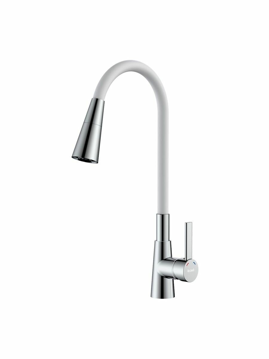 Смеситель Rossinka для кухни с гибким поворотным изливом Z35-39-White