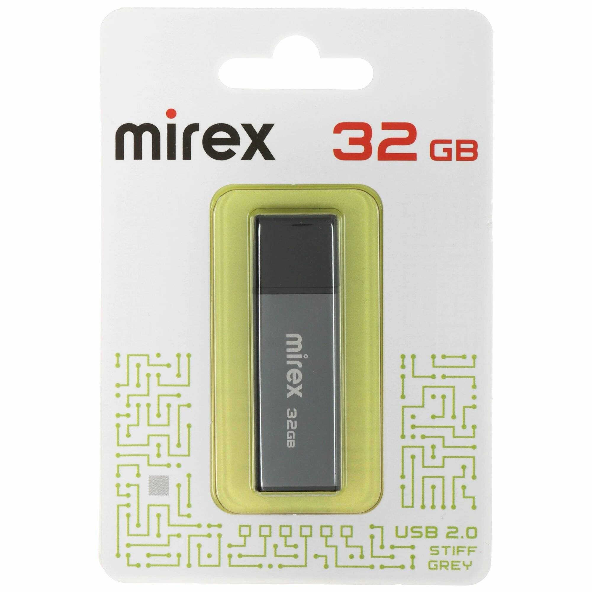 Память USB Flash 32 ГБ MIREX Stiff Gray (13600-FMUSTG32) - USB2.0, USB Type-A, чтение до - 25 МБ/с, запись до - 29 МБ/с