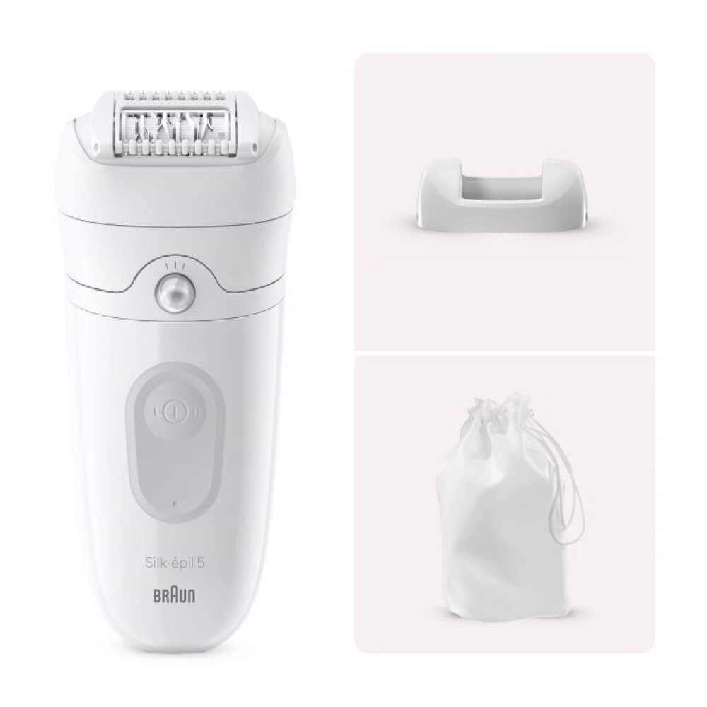 Эпилятор Braun SE5-011 белый, 28 пинцетов, Подсветка зоны эпиляции, Насадка для деликатных зон, Li-Ion