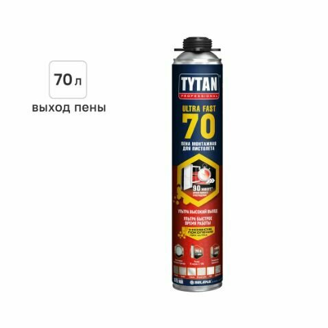 Пена монтажная профессиональная Tytan Professional Ultra Fast выход пены 65 л летняя 870 мл