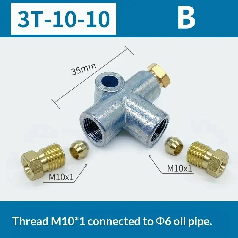 Тройник M10 для тормозной системы, 3 шт. с метрическими гайками M8/M10, короткий соединитель для B
