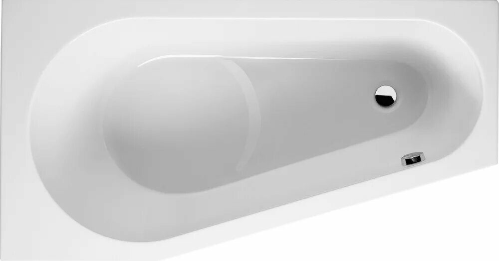 Акриловая ванна Riho Delta R 150x80, на ножках, угловая, правая, пристенная, белая, глянцевая, со сливом-переливом, асимметричная