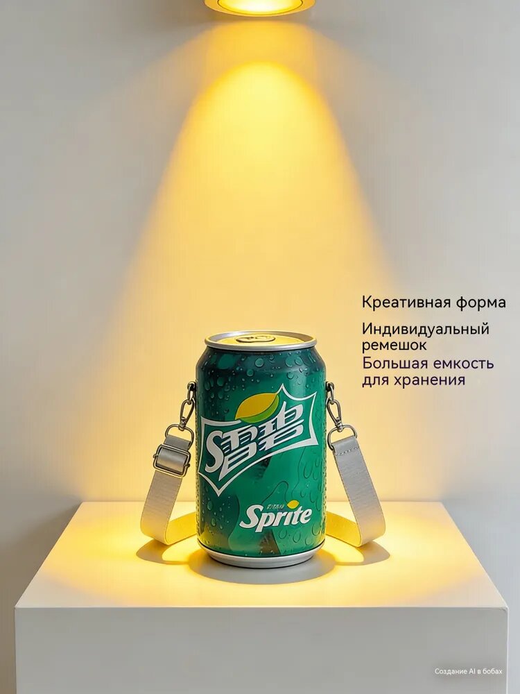 Сумка-ведро Sprite, зеленая, из полиуретана, с плечевым ремнем