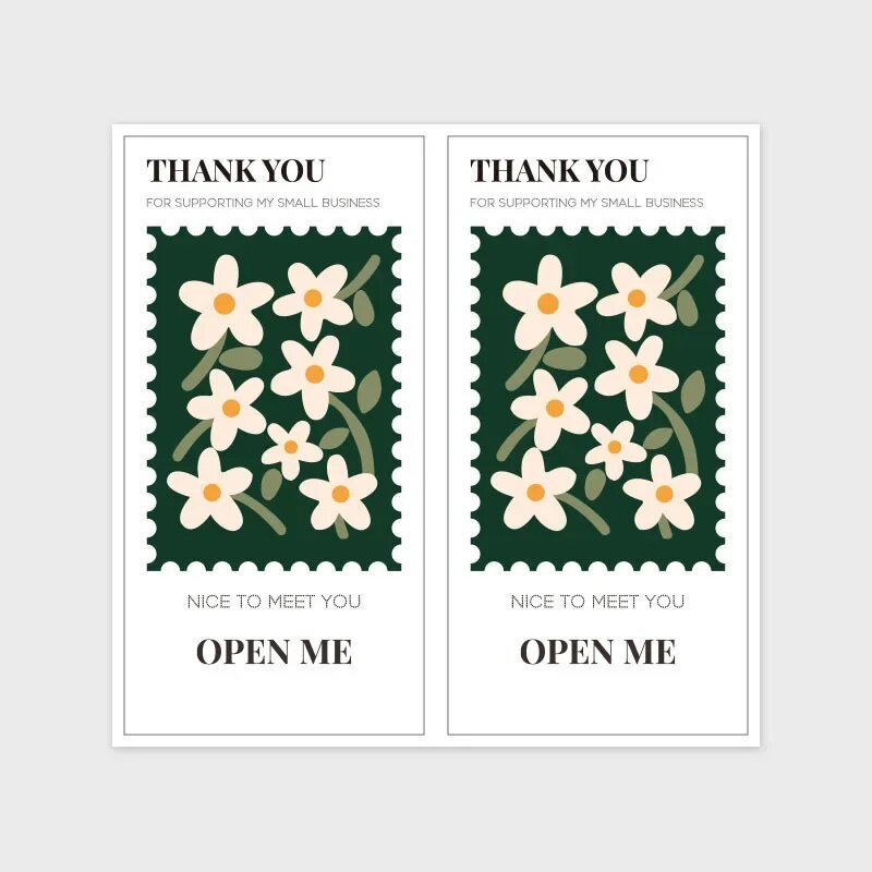 50 шт. прямоугольные наклейки «Спасибо» TRYTRYSEE Темно-зеленый, 50PCS 5X10CM 02
