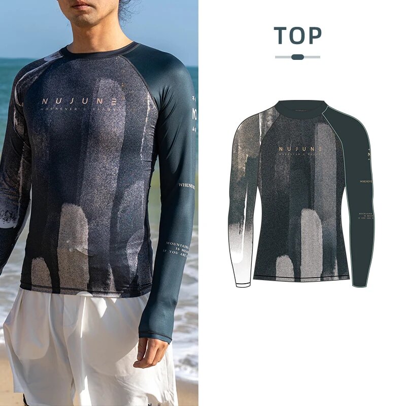 Nu-June Мужской комплект рашгард UPF50, шорты, толстовка XL, Single Top