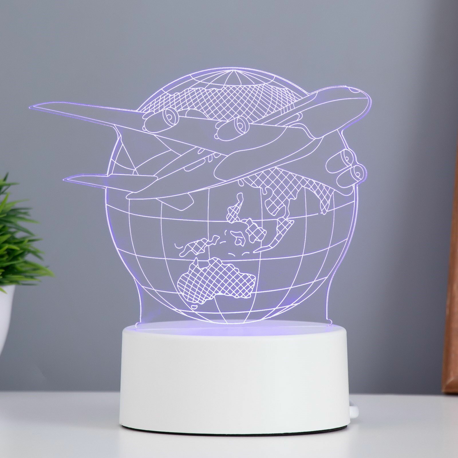 Светильник "Самолет" LED RGB от сети, стиль: декоративные, цвет основания: белый