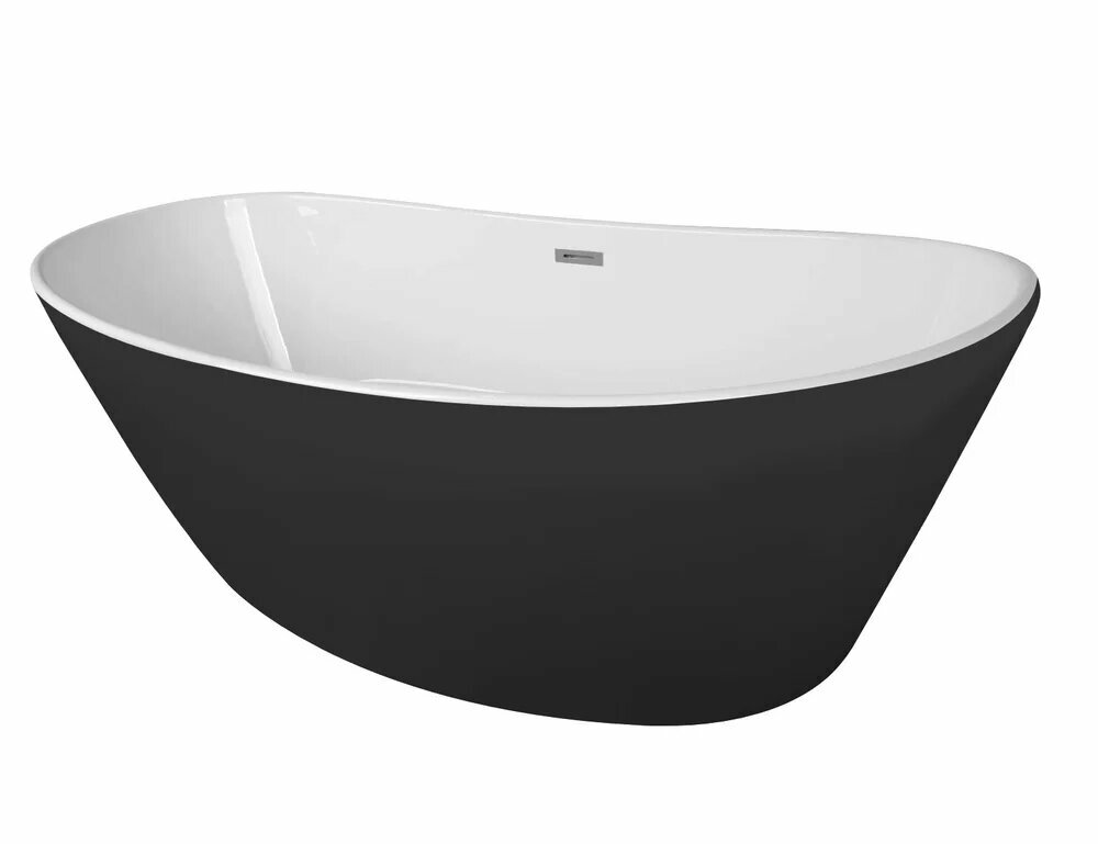 Ванна акриловая Azario EASTON 1800x820x600 белая с черными внешними стенками, свободностоящая, в комплекте с сифоном и металлической рамой (AZ-1337B)