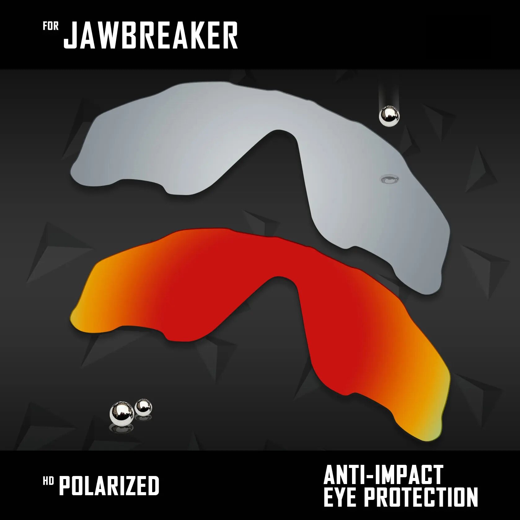 Линзы OOWLIT для Oakley Jawbreaker Red-Silver