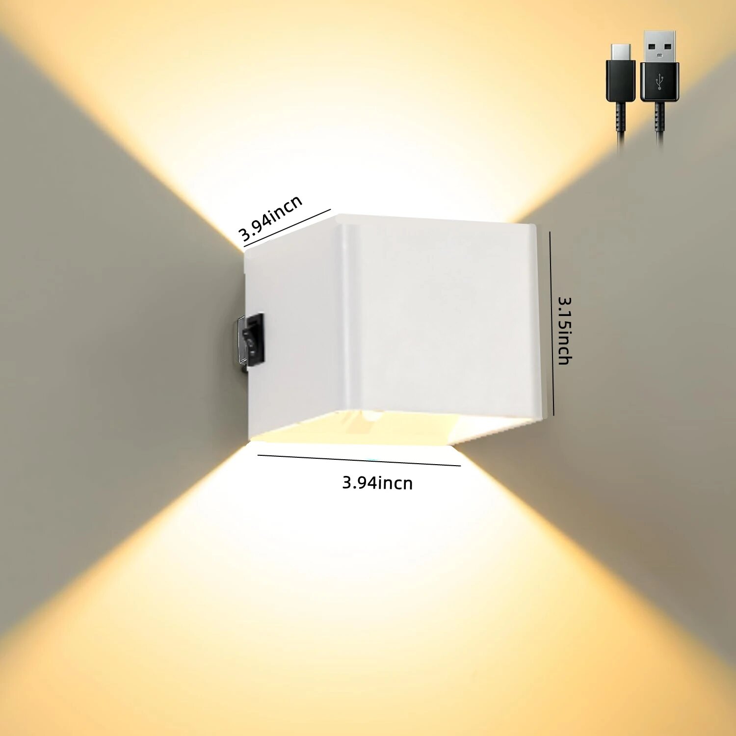 Настенный светильник белый USB с подсветкой