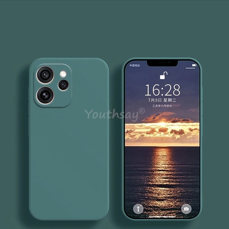 Чехол для OPPO Reno 15 Pro Max, жидкий силиконовый чехол, ОПО Рено15, Темно-зеленый, Black green