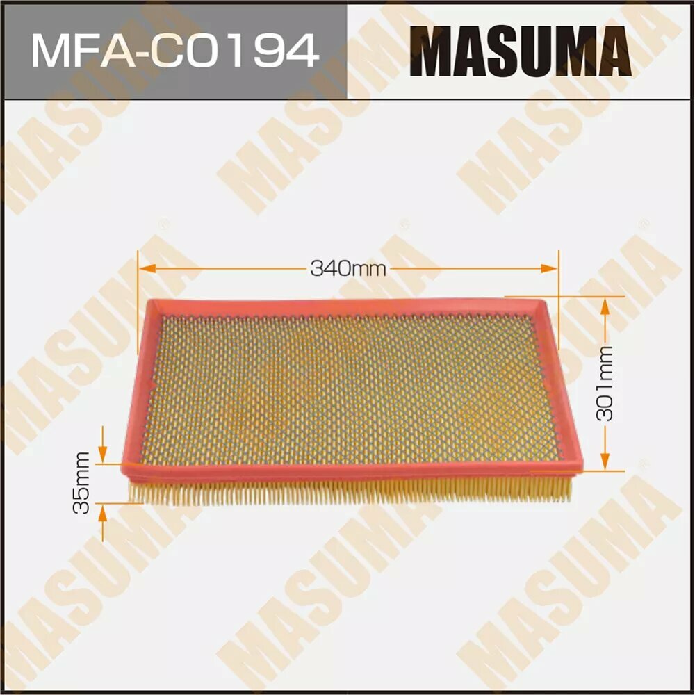 Фильтр воздушный Высота, H: 35 мм/ Длина, W: 340 мм Masuma, MFA-C0194