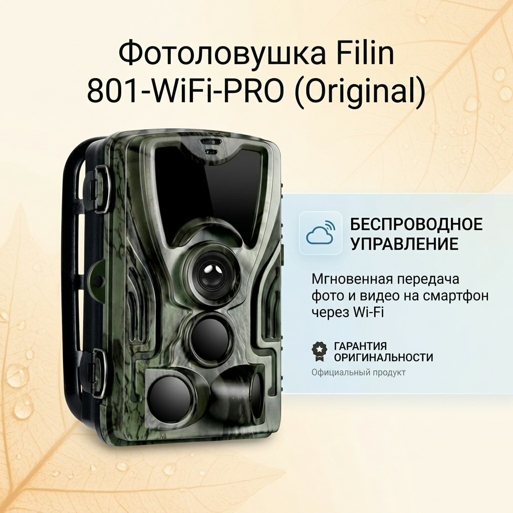 4К фотоловушка Wi-Fi уличная для охраны - Filin 801-WiFi-PRO