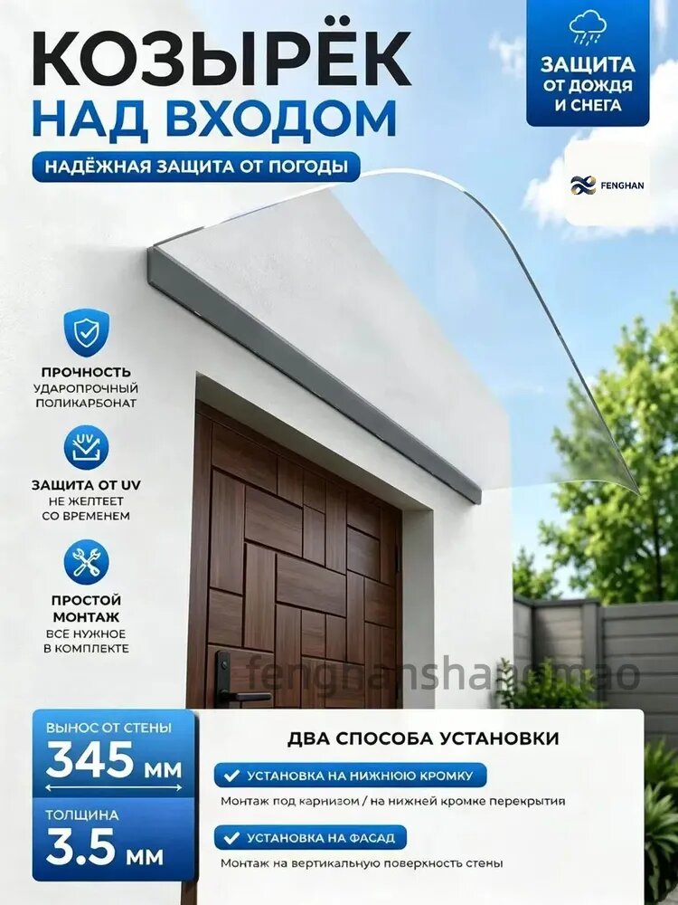 Солнцезащитный козырек, прозрачный Установленный на плоскости,40*40cm