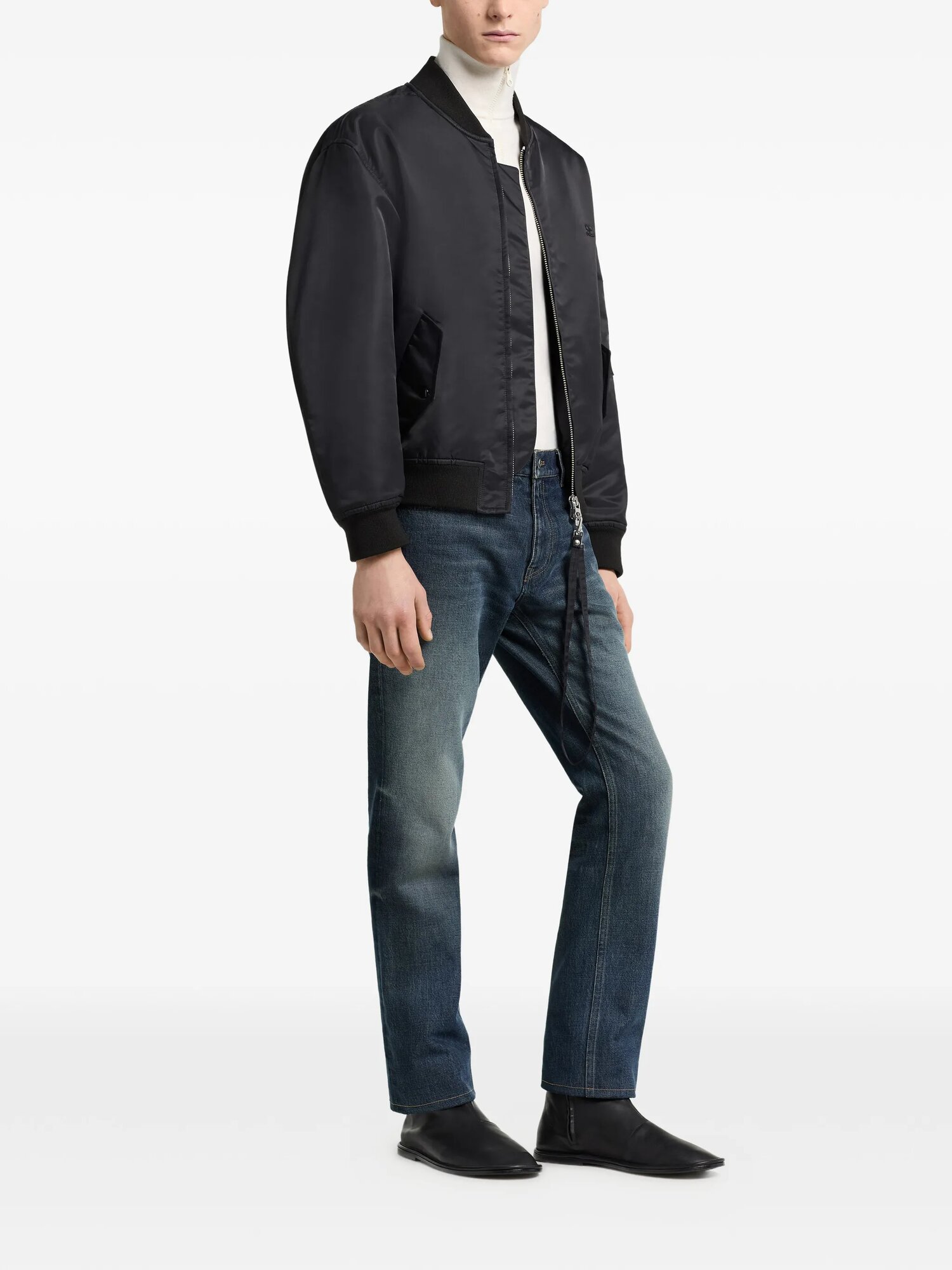 Куртка courreges Logo-embroidered zip-up bomber jacket, размер XL, black/black — фото 1